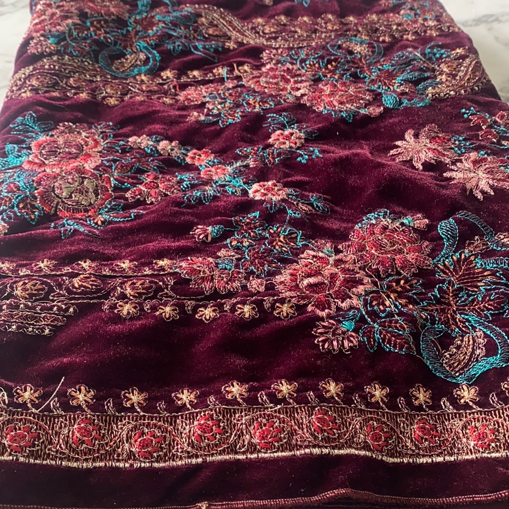 Indian Velvet Shawl - Gem
